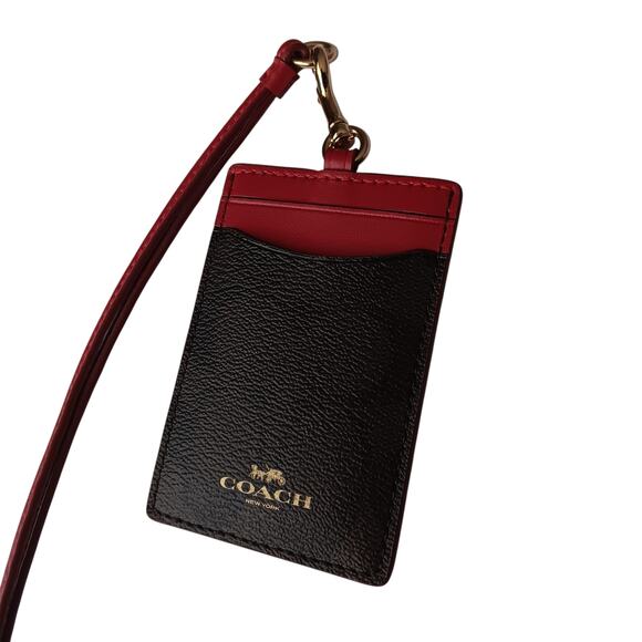 Coach | Bags | Coach Id Lanyard Signature Canvas Red And Brown 25 X 375 ...